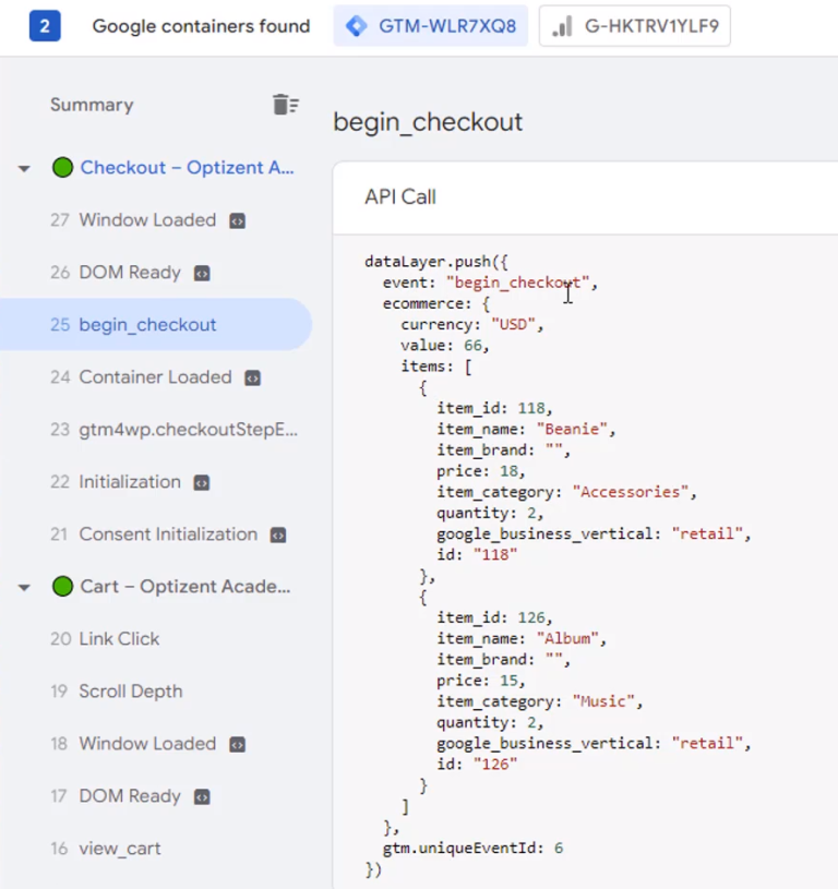 Begin Checkout in Google Analytics 4 - Optizent